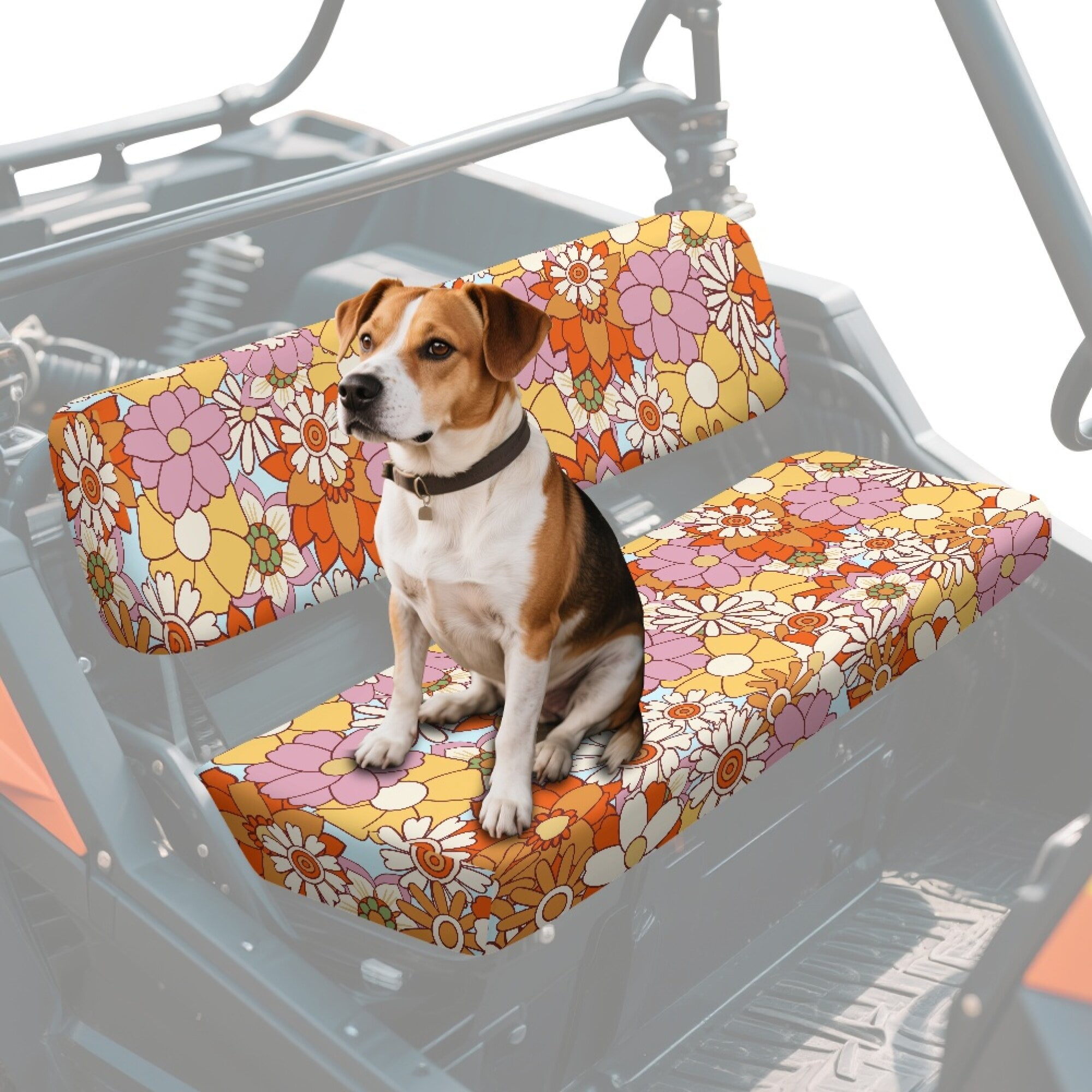 FKELYI Hippie Daisy Flower Print Mule Bench Seat Cover 2 Pcs Set Anti ...
