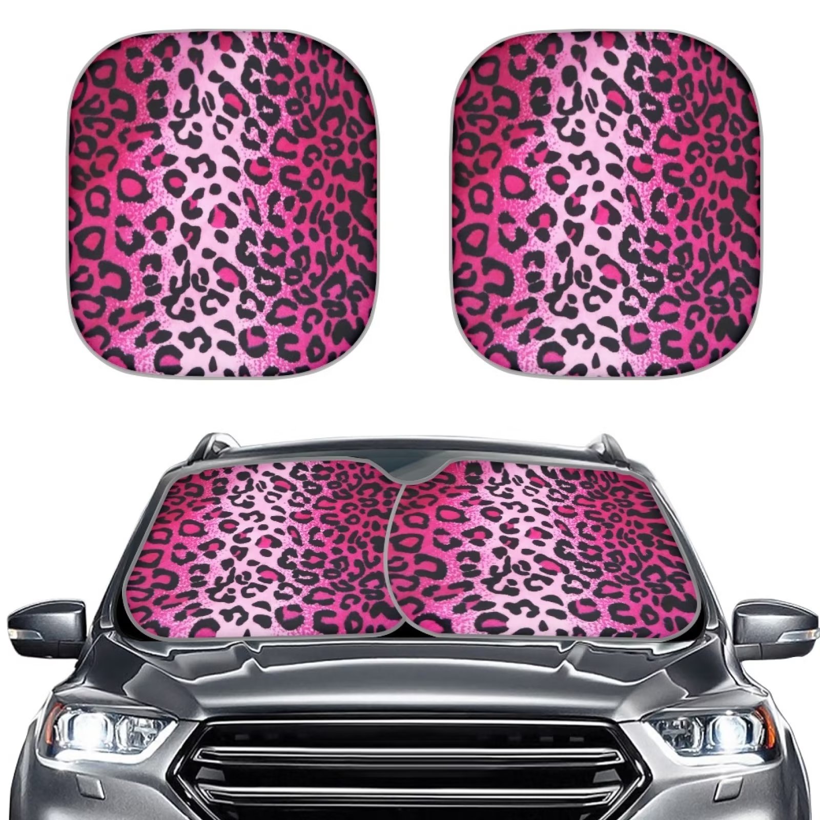 FKELYI Leopard Print Windshield Shades Easy to Install Blocks Sun Glare ...