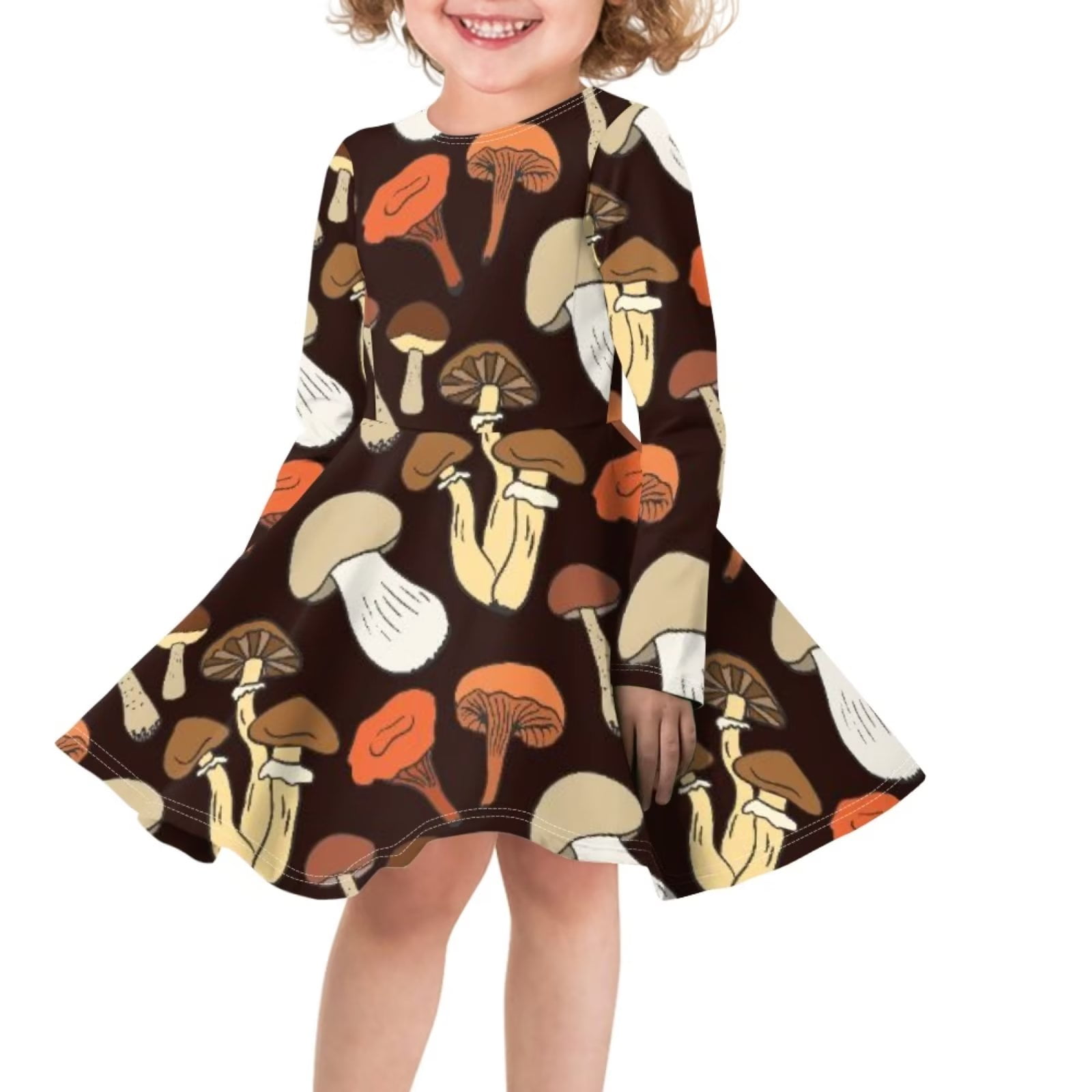 FKELYI Mushroom Plant Long Sleeve Dresses Size 7-8 Y Aesthetic ...