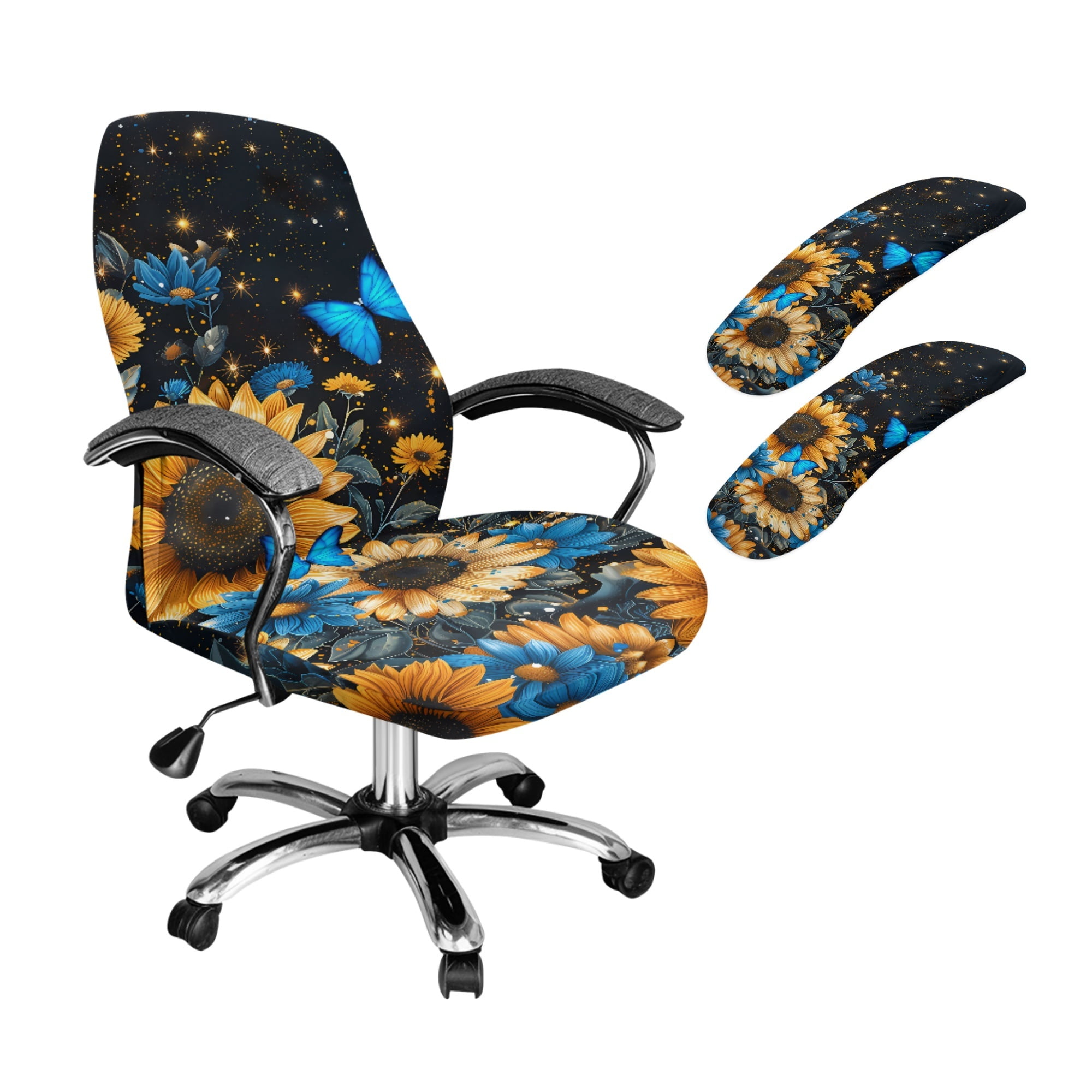 FKELYI Office Chair Slipcover with Removable Armrest Covers Sunflower ...