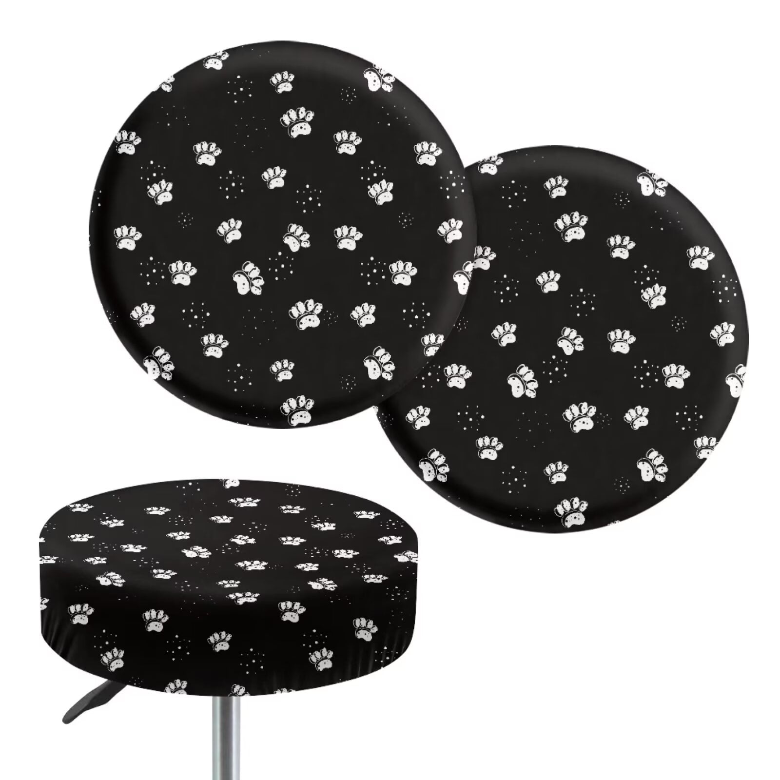 FKELYI Pet Paw Round Stool Cover Size S Foldable Round Stool Cushion ...