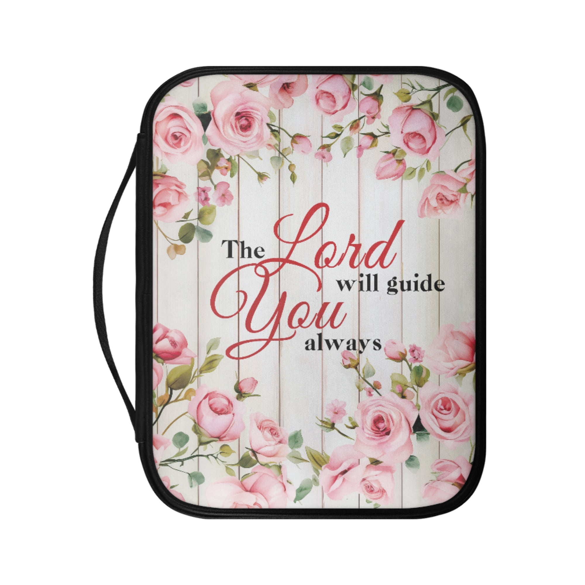 FKELYI Pink Flower Print Bible Covers with Handle PU Leather Bible Case ...