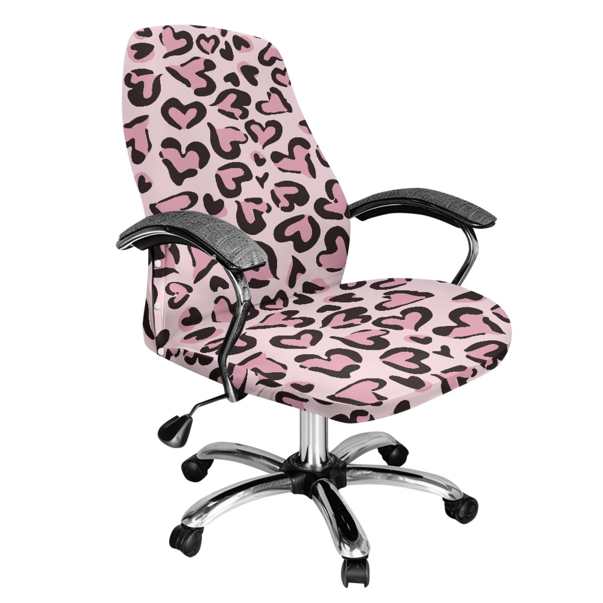 FKELYI Pink Leopard Print Office Chair Cover Stretchable Computer Chair ...