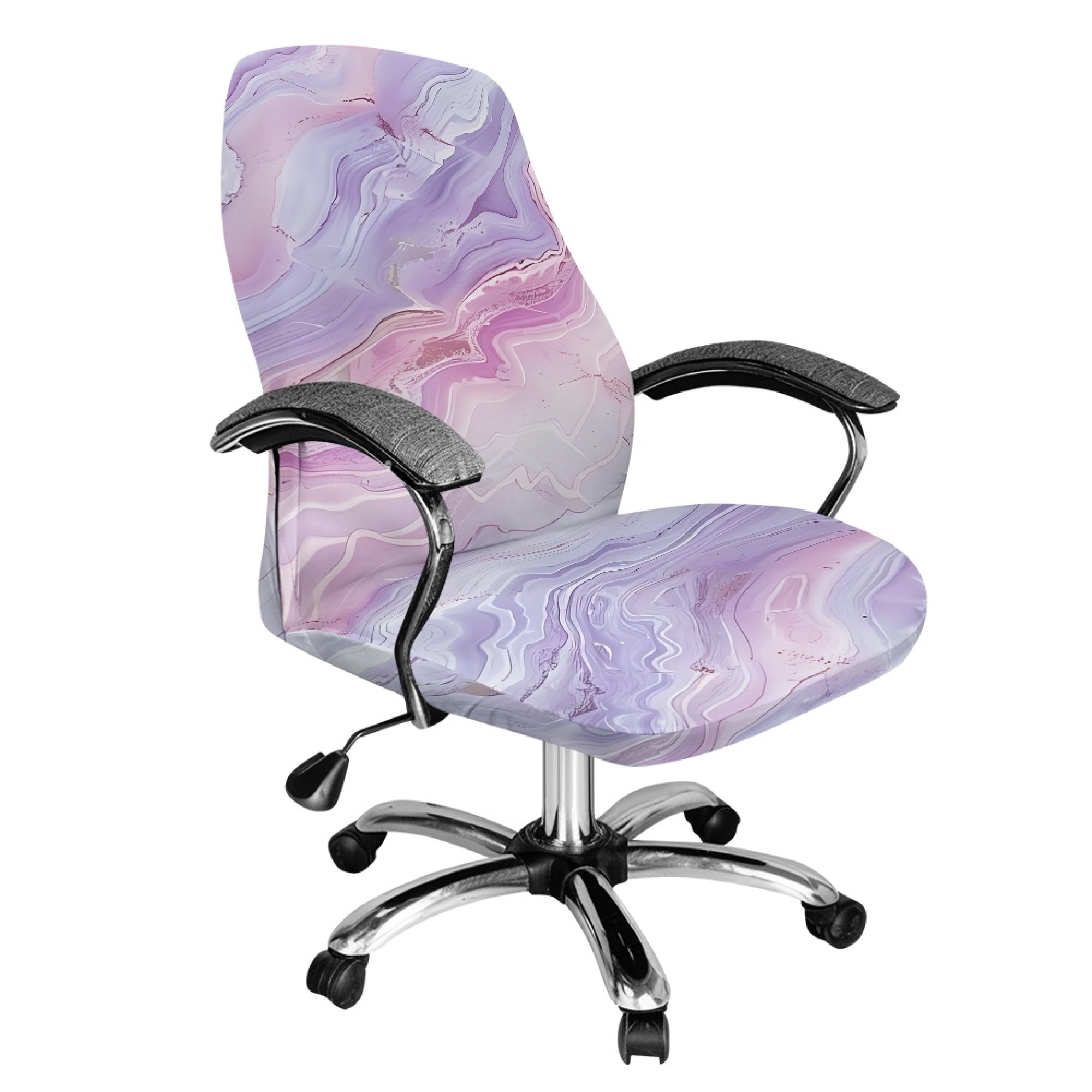 FKELYI Purple Marble Texture Print Office Chair Covers Stretch Computer Chair Slipcovers for ...