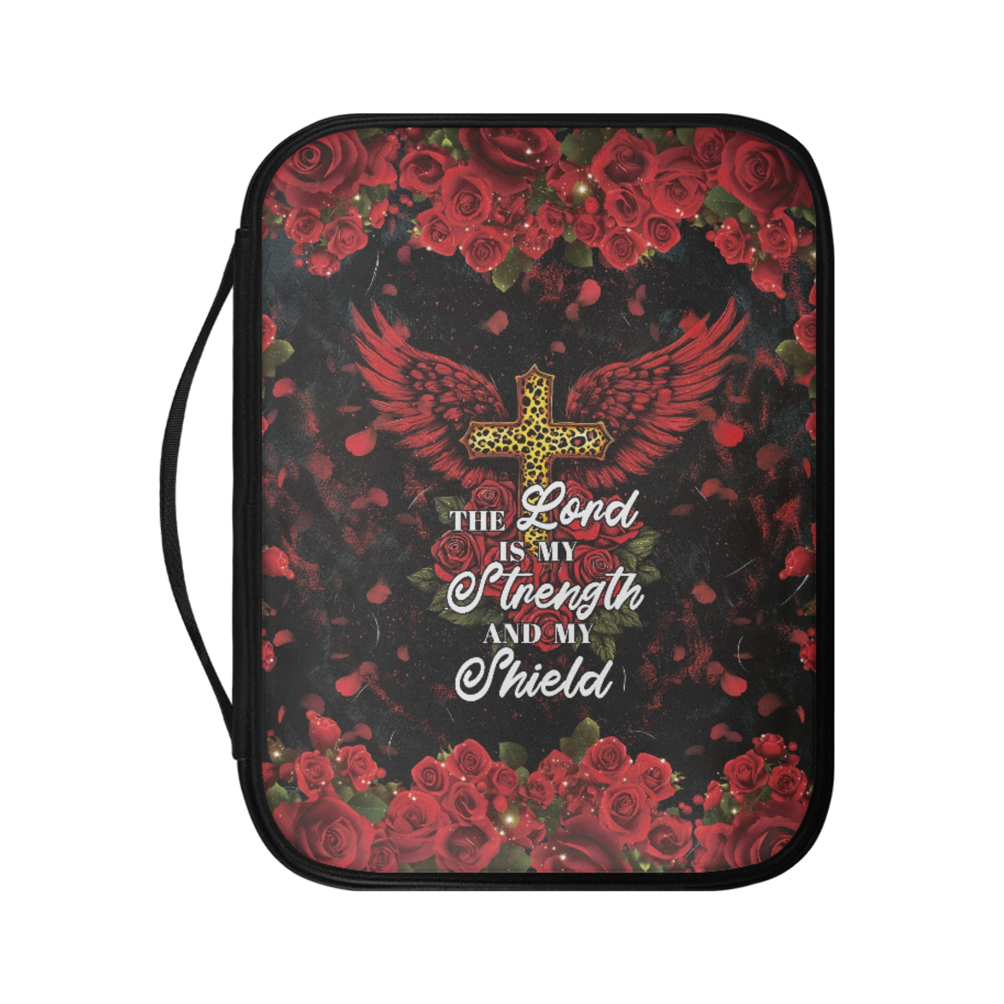 FKELYI Red Rose Cross Bible Verse Print Bible Cover Large Capacity ...