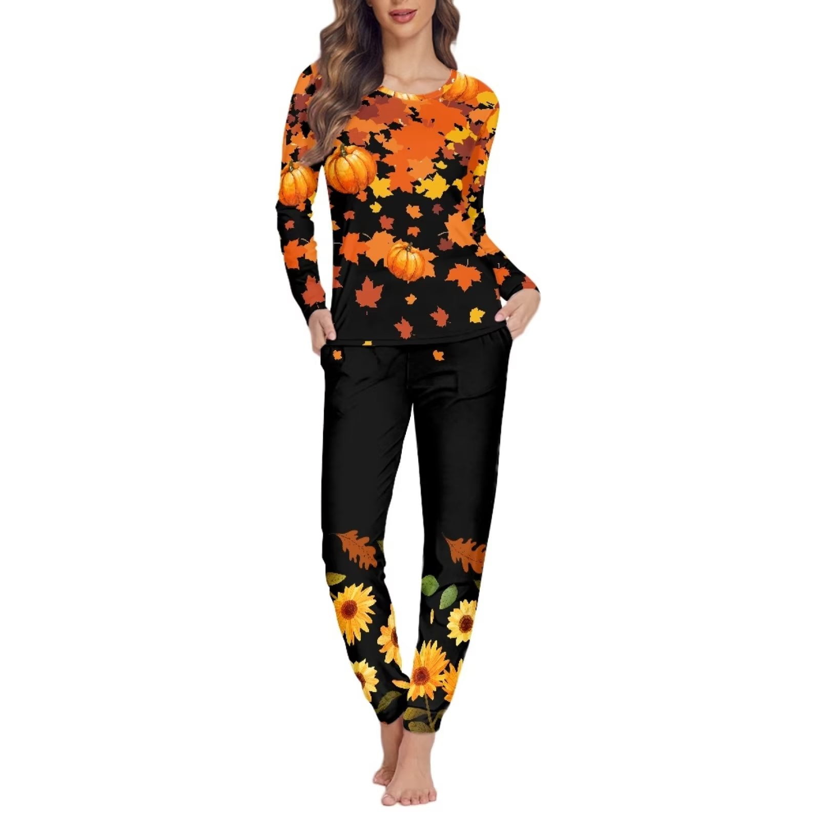 FKELYI Size M Women Pajamas Durable Fall Pumpkin Women Sleepwear Pajama ...