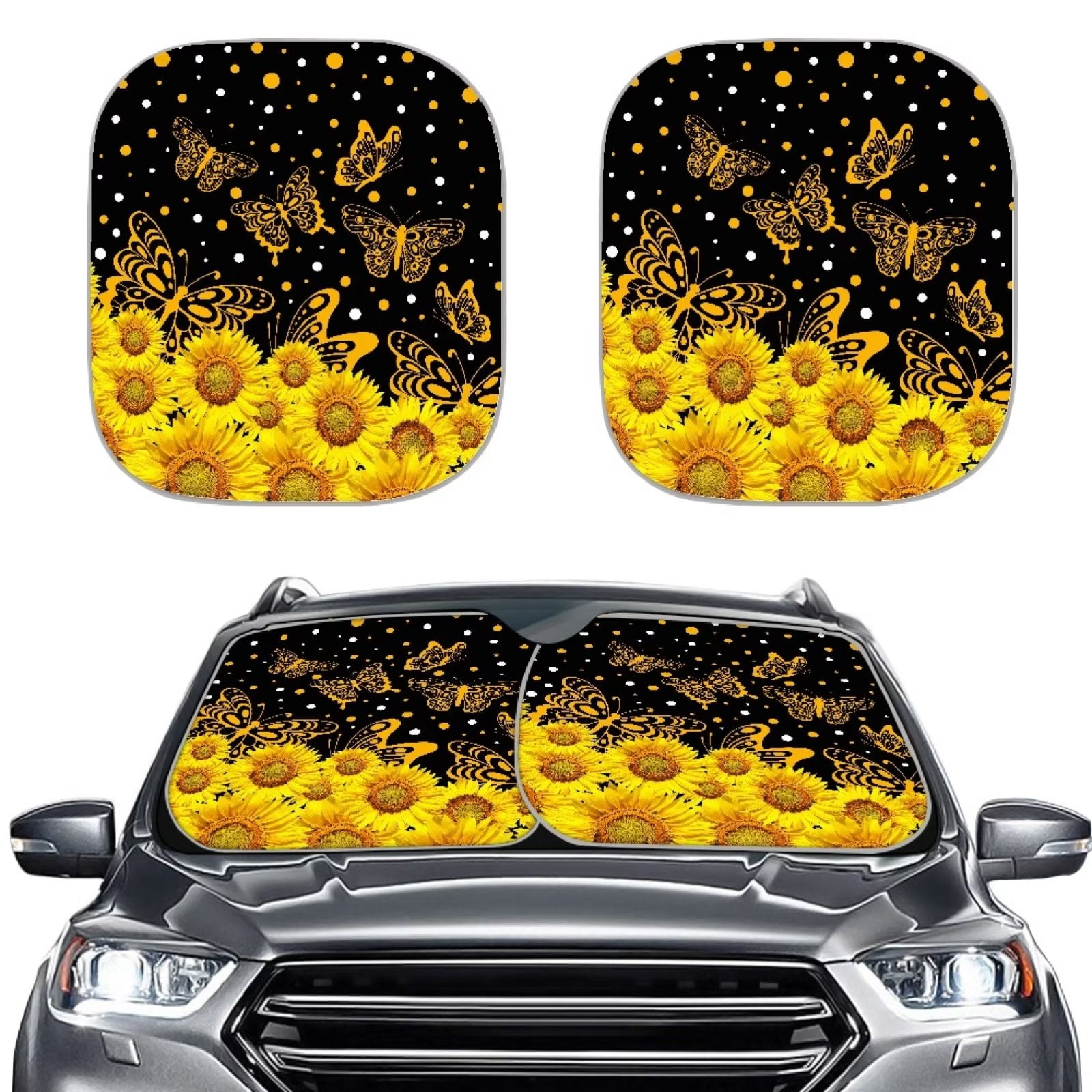 FKELYI Sunflower Butterfly Car Sun Shade Windshield Anti-Dirty ...