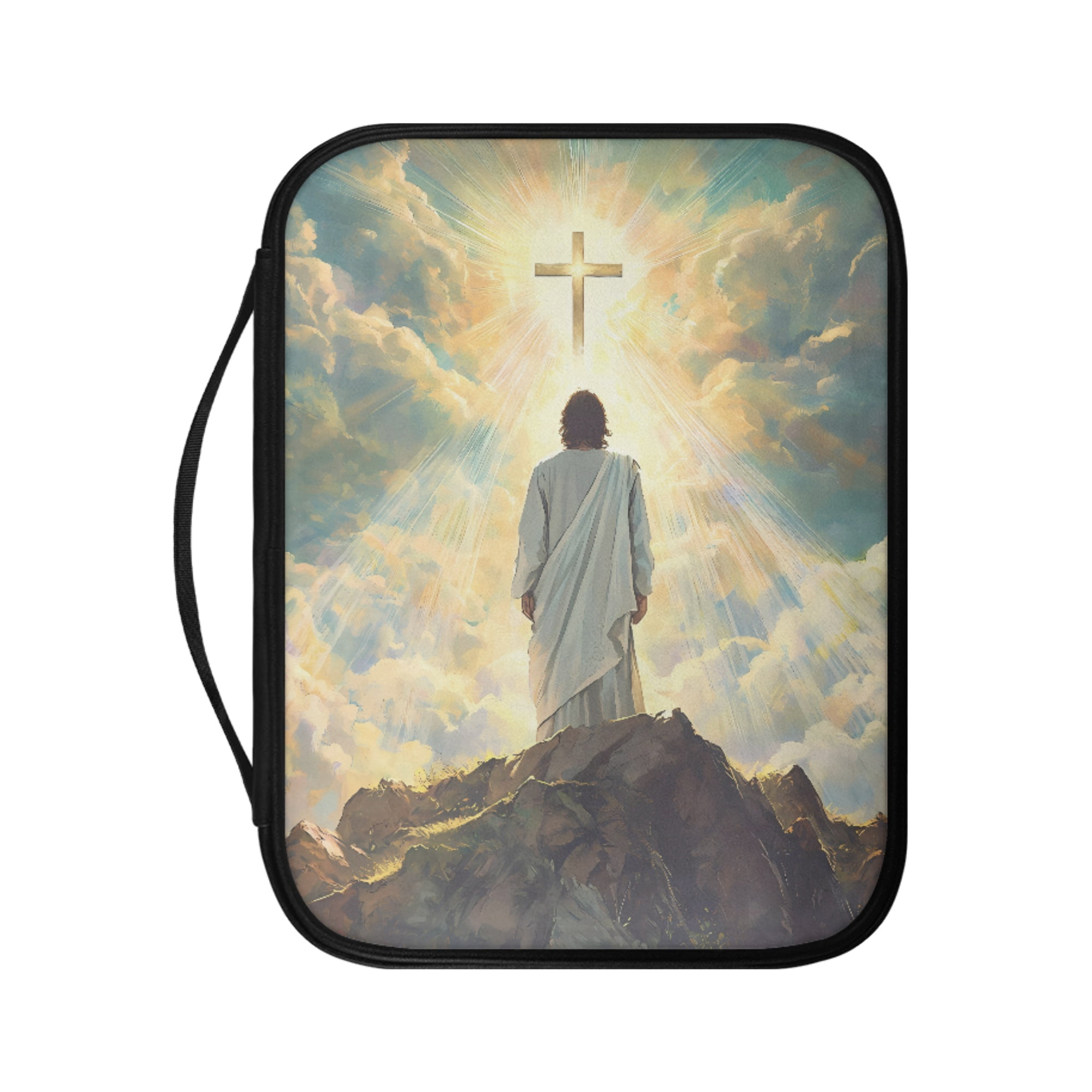 FKELYI Vintage Jesus Cross Print Bible Cover Faux Leather Church Bible ...