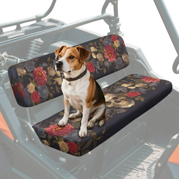 FKELYI Vintage Skull Rose Flower Print UTV Seat Covers Full Protection ...