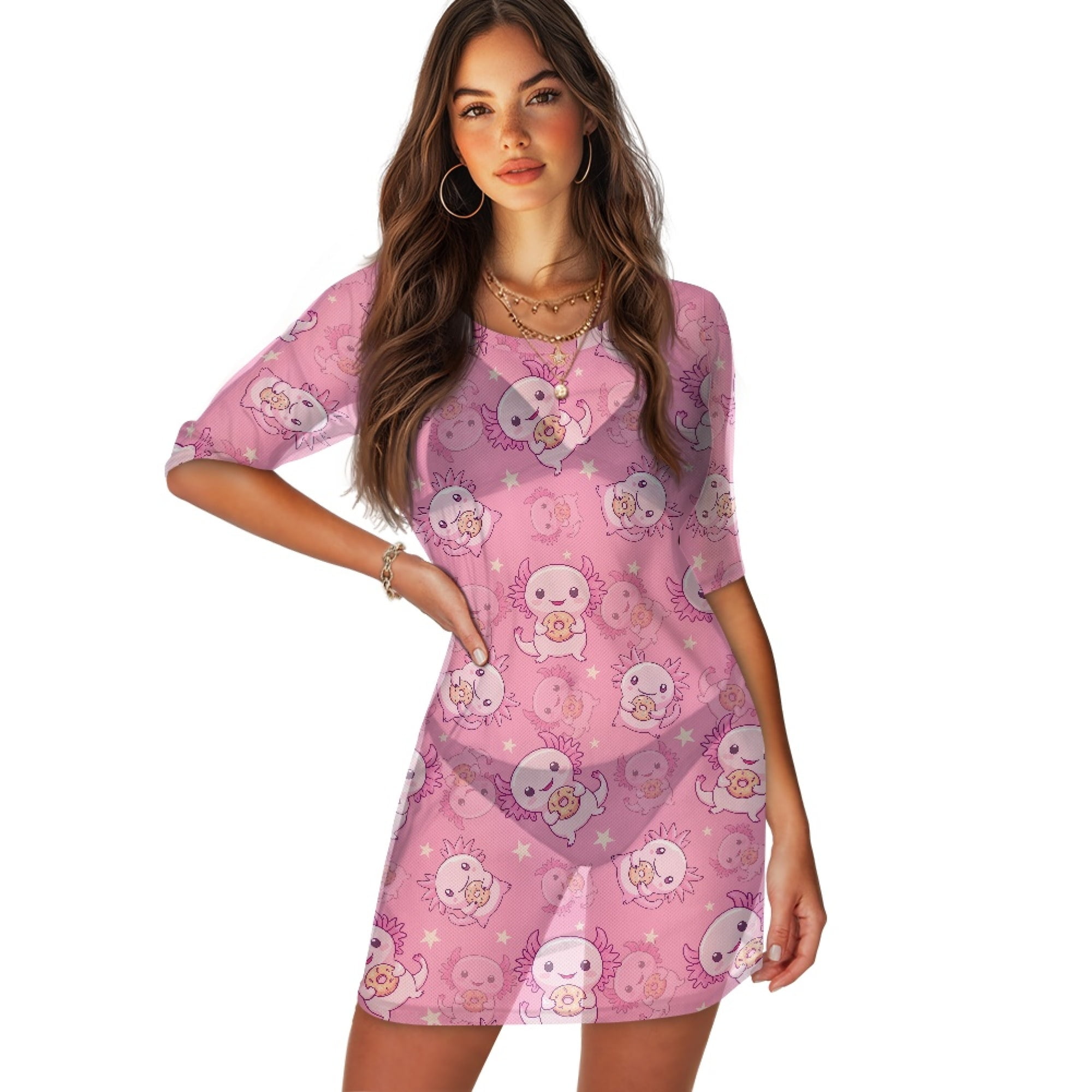 FKELYI Women's Beach Cover Up Half Sleeve Swimsuit Cover-Up Breathable ...