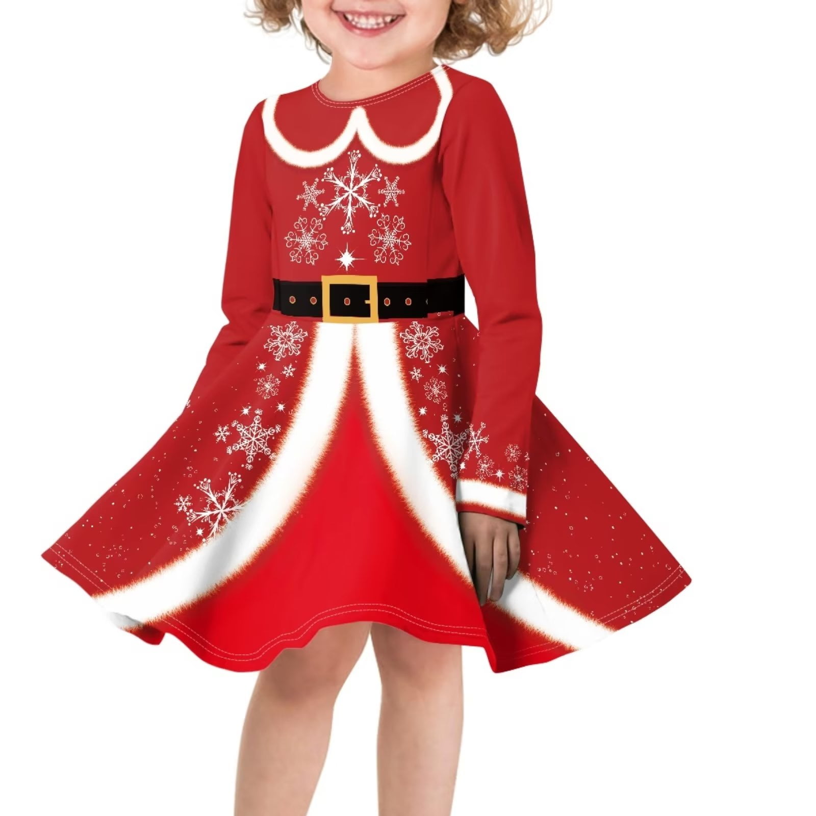 FKELYI Xmas Snowflake Long Sleeve Dresses Size 9-10 T Soft Christmas ...