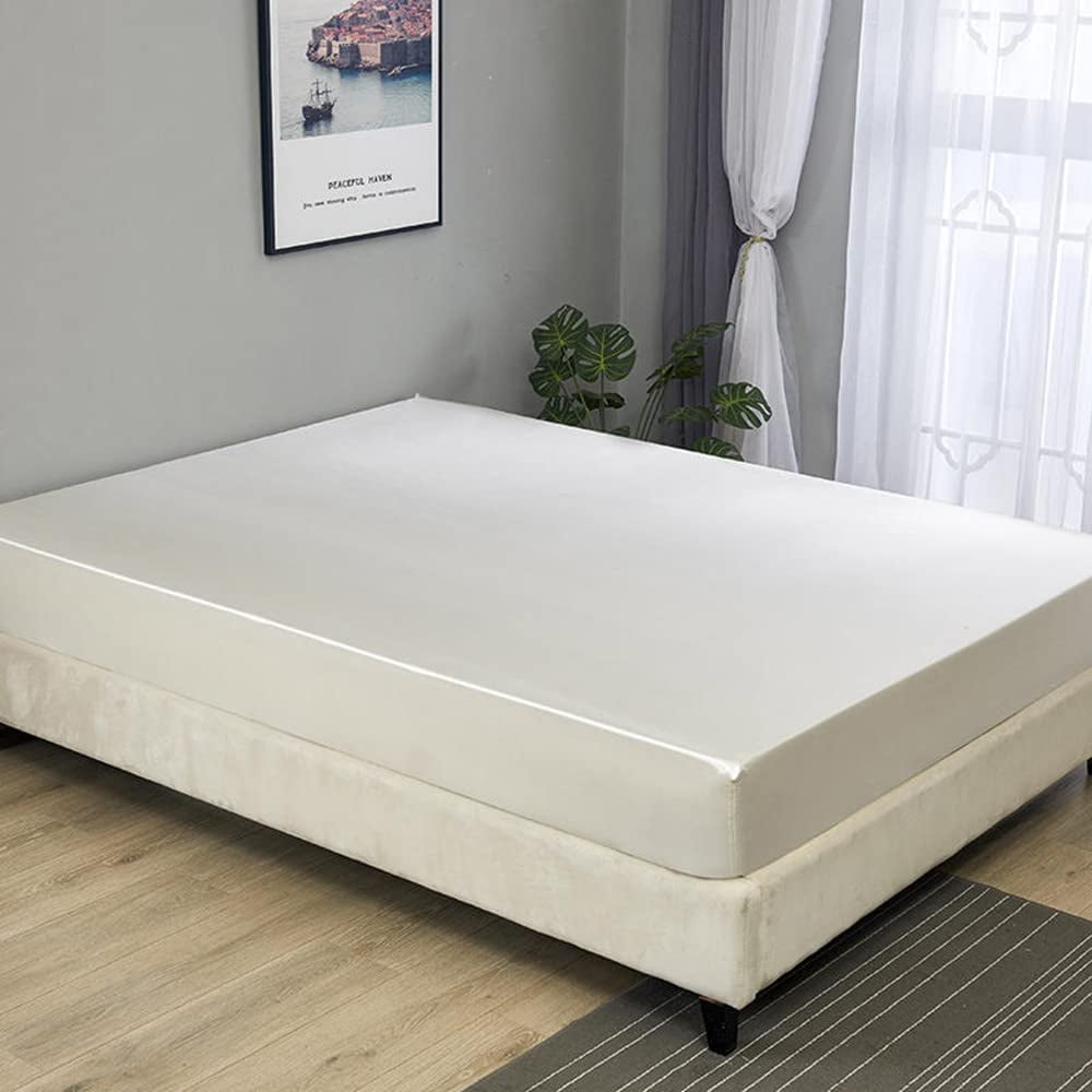 FKFISD-1 Piece Satin Fitted Sheet Only Classic Luxury Silky Soft Bed ...