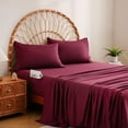 FKFISD-Burgundy Full Sheet Set with Side Pocket Corner Straps, 4 Piece ...