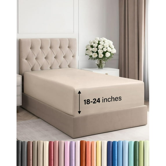 FKFISD-Extra Deep Twin Fitted Sheet - Hotel Luxury Single Fitted Sheet ...