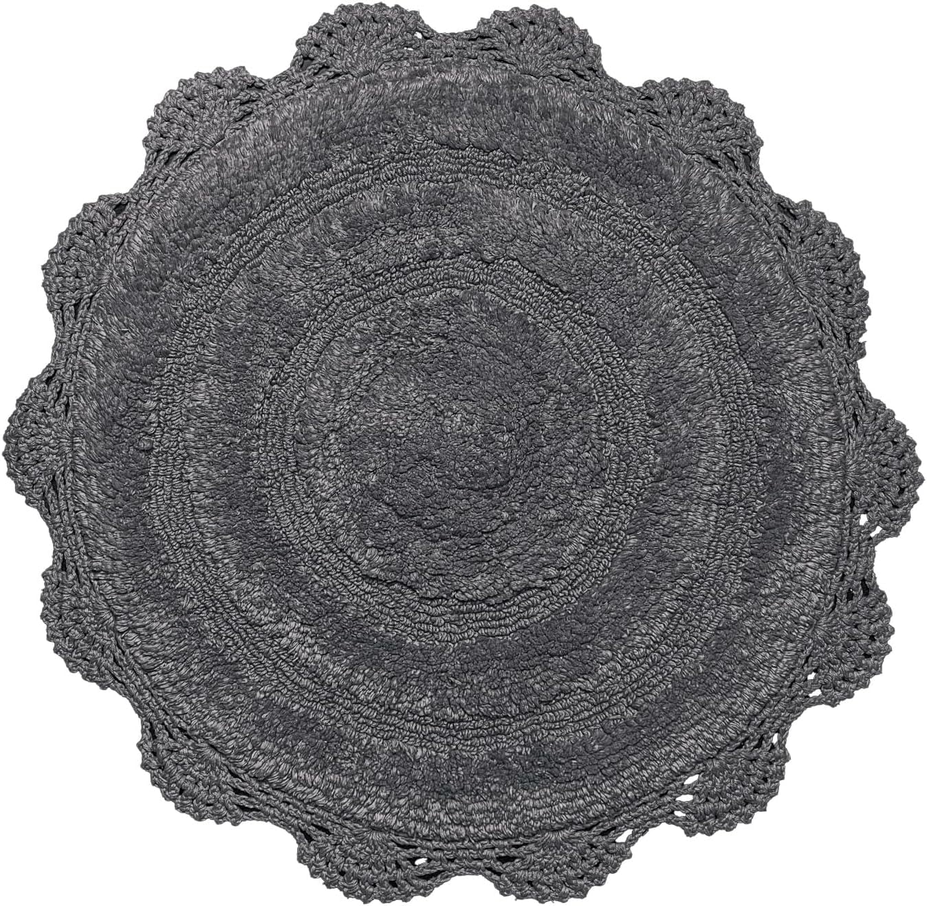 FKFISD-Griffin Grey Crochet Bathrug,100% Cotton Round bathmat with ...