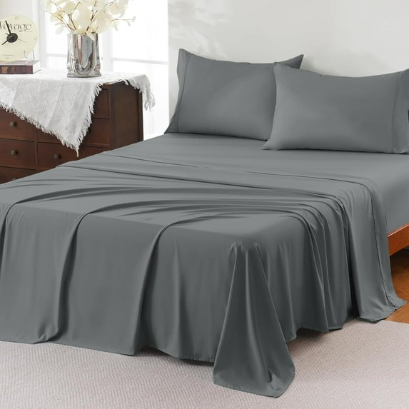 FKFISD-King Sheet Set,4 Pieces Hotel Luxury Breathable Soft Microfiber ...