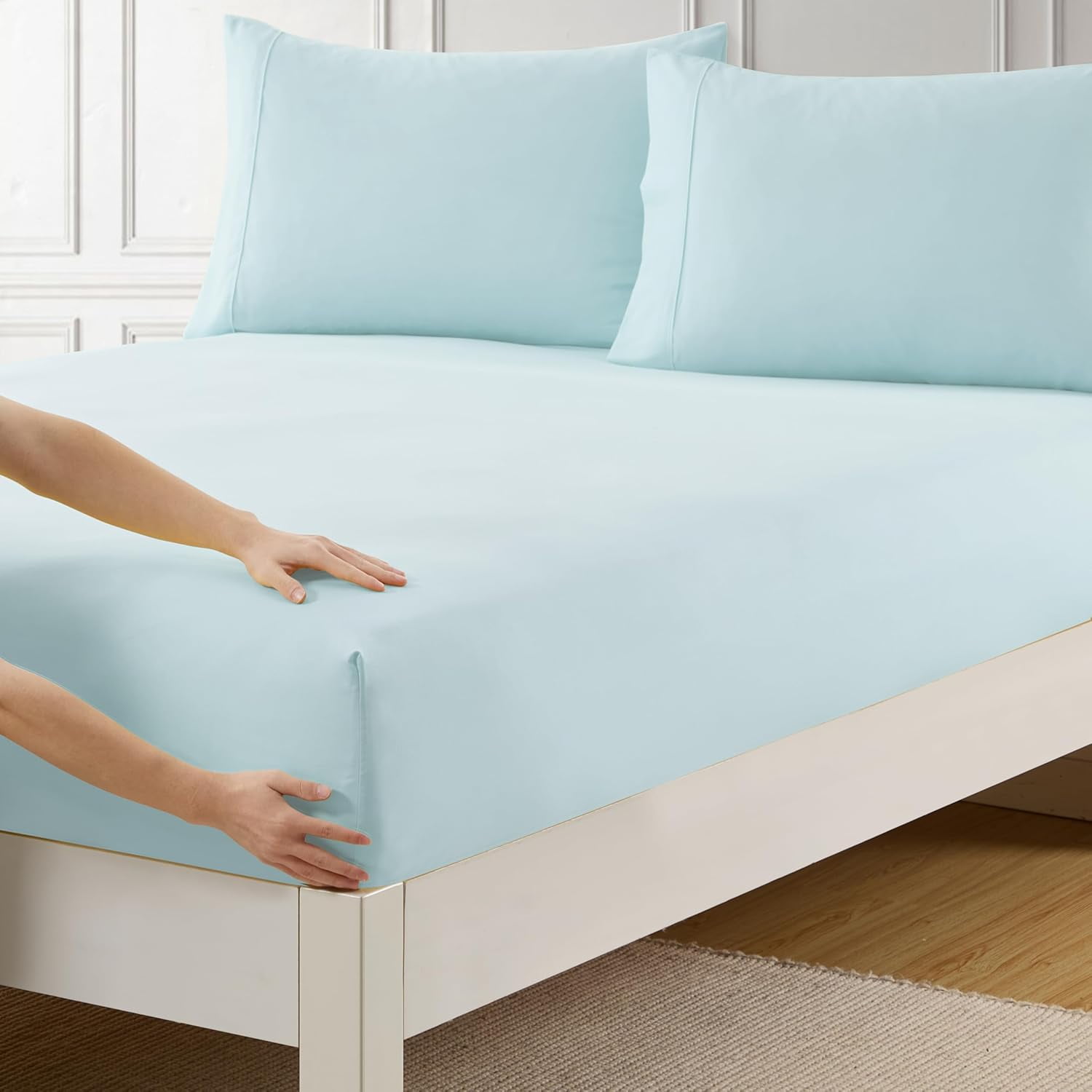 FKFISD-King Size Fitted Sheet Only with Full Elastic & Built in Corner ...