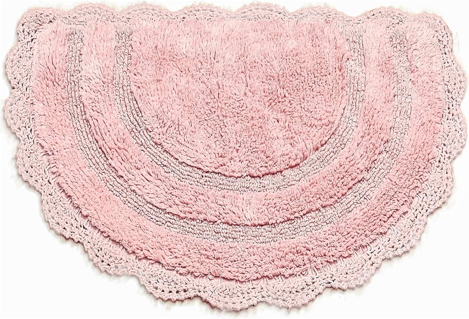 FKFISD-Pink Crochet Bathrug,100% Cotton Semicircle bathmat with ...