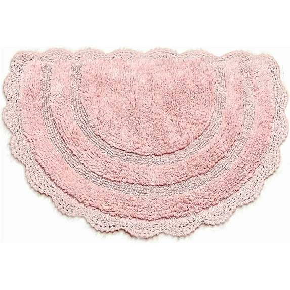 FKFISD-Pink Crochet Bathrug,100% Cotton Semicircle bathmat with ...