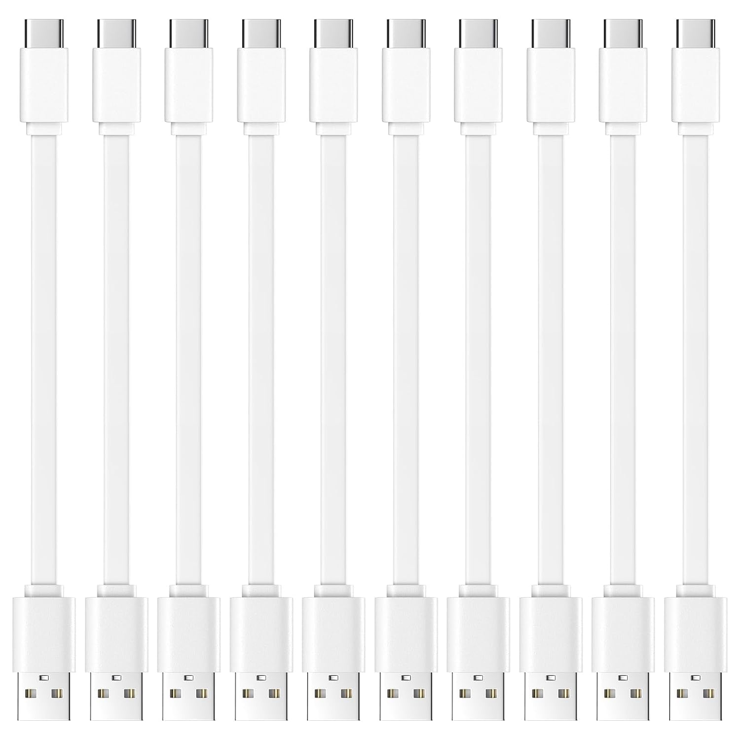 FKFISD-Short USB A to USB C Cable 1ft 10-Pack, Flat Type C Fast ...