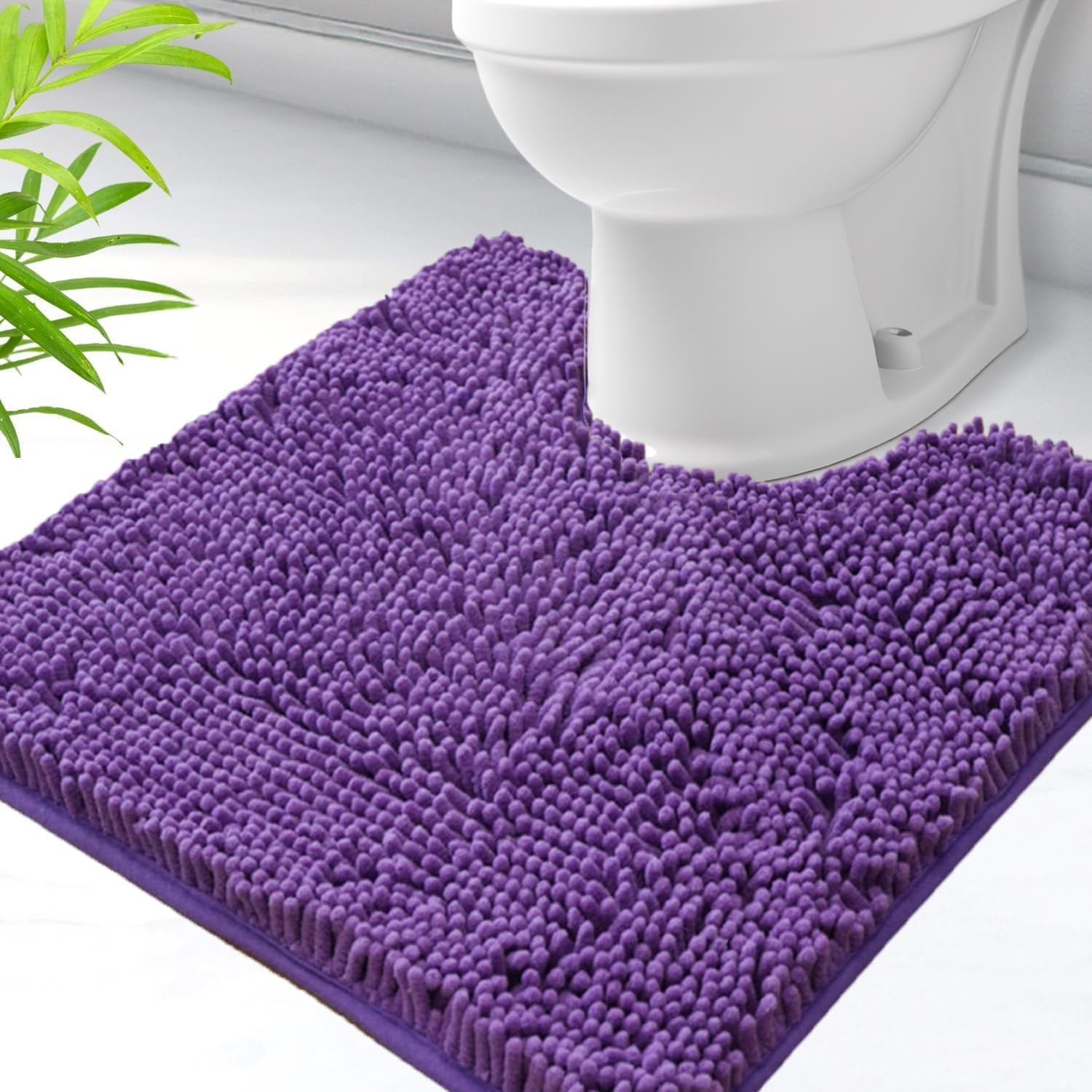FKFISD-Toilet Rug U-Shaped,Super Absorbent Chenille Bathroom Rugs and ...