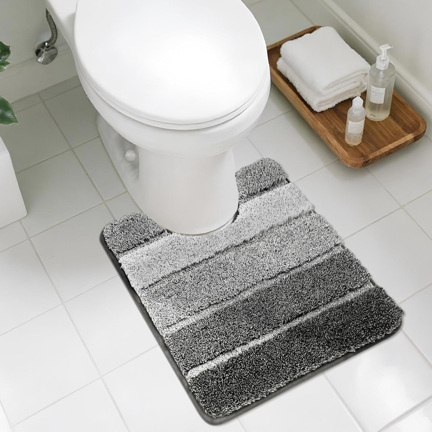 FKFISD-Toilet Rugs U-Shaped 24"x20", Ultra Soft Absorbent Bath Mat with ...