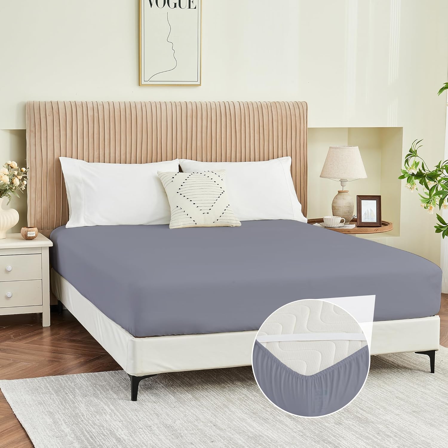 FKFISD-Twin Fitted Sheet Only, Ultra Soft Brushed Microfiber Hotel ...