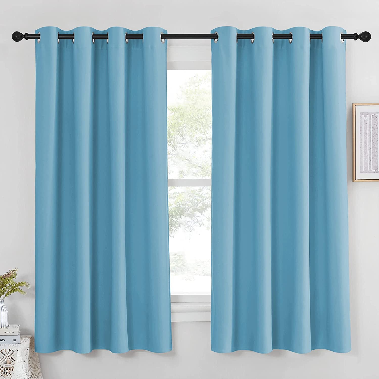 FKHDGF-Blackout Shades for Bedroom Windows - (Teal Blue Color) Thermal ...