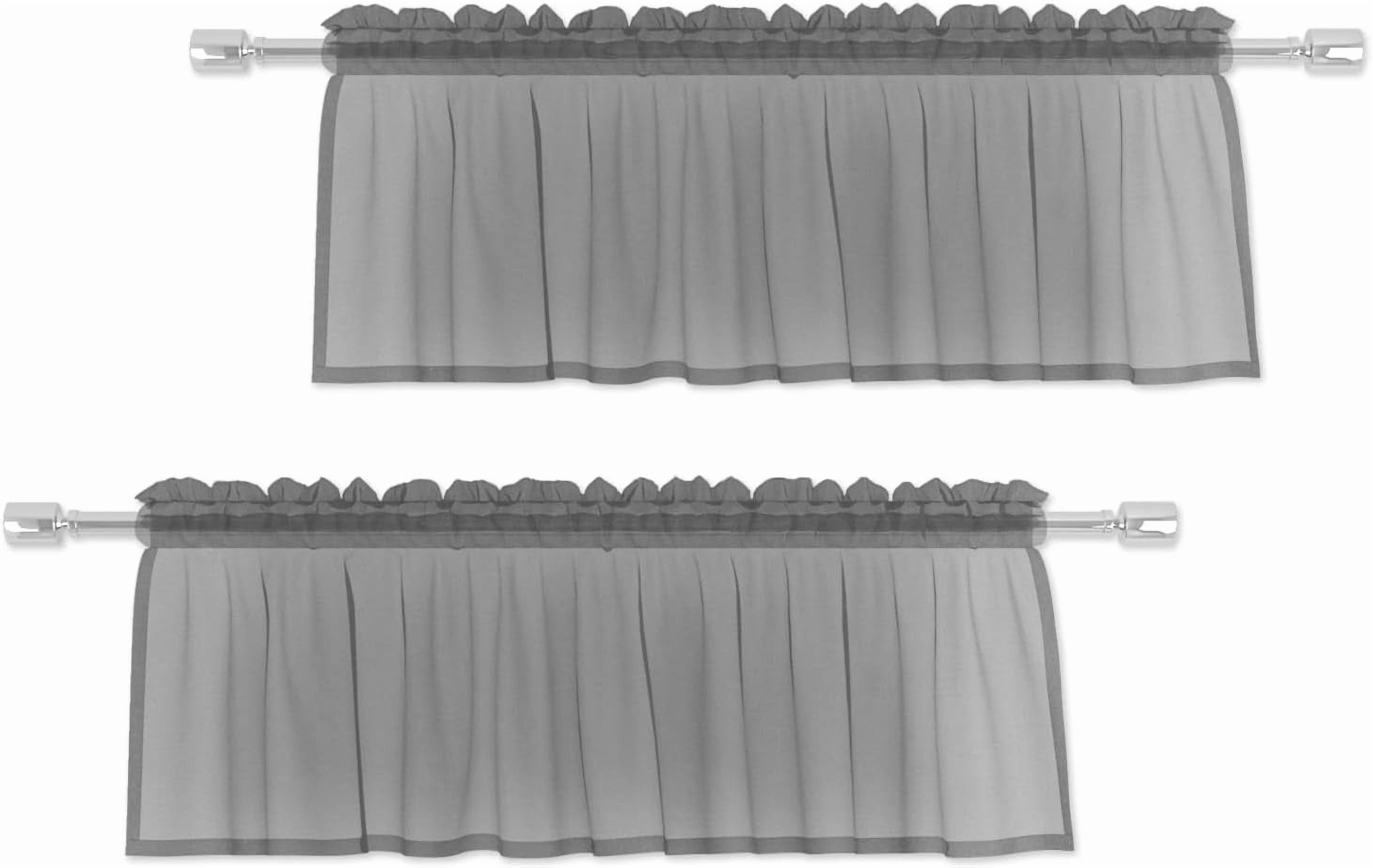 FKHDGF-Dark Grey Valance 15 inches Long Sheer Curtain Valance Living ...
