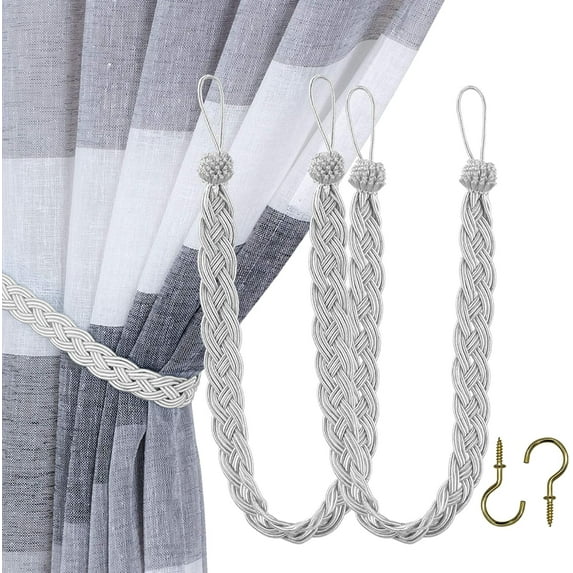 FKHDGF-Hand Braided Curtain Tie Back, Buckle Holdback Drapery Curtain ...