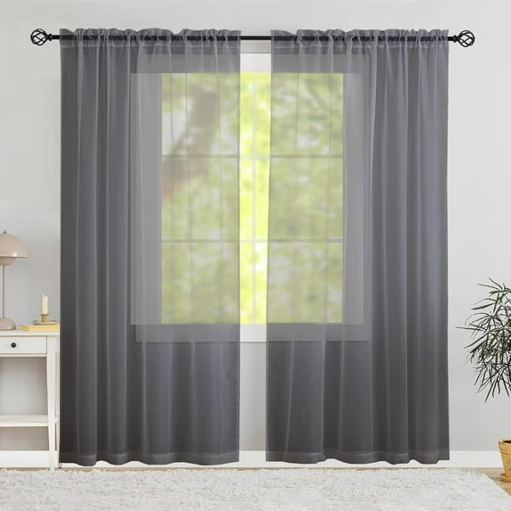 FKHDGF-Semi Voile Sheer Curtains 72 Inches Long 2 Panels Rod Pocket Window Treatment for Living ...