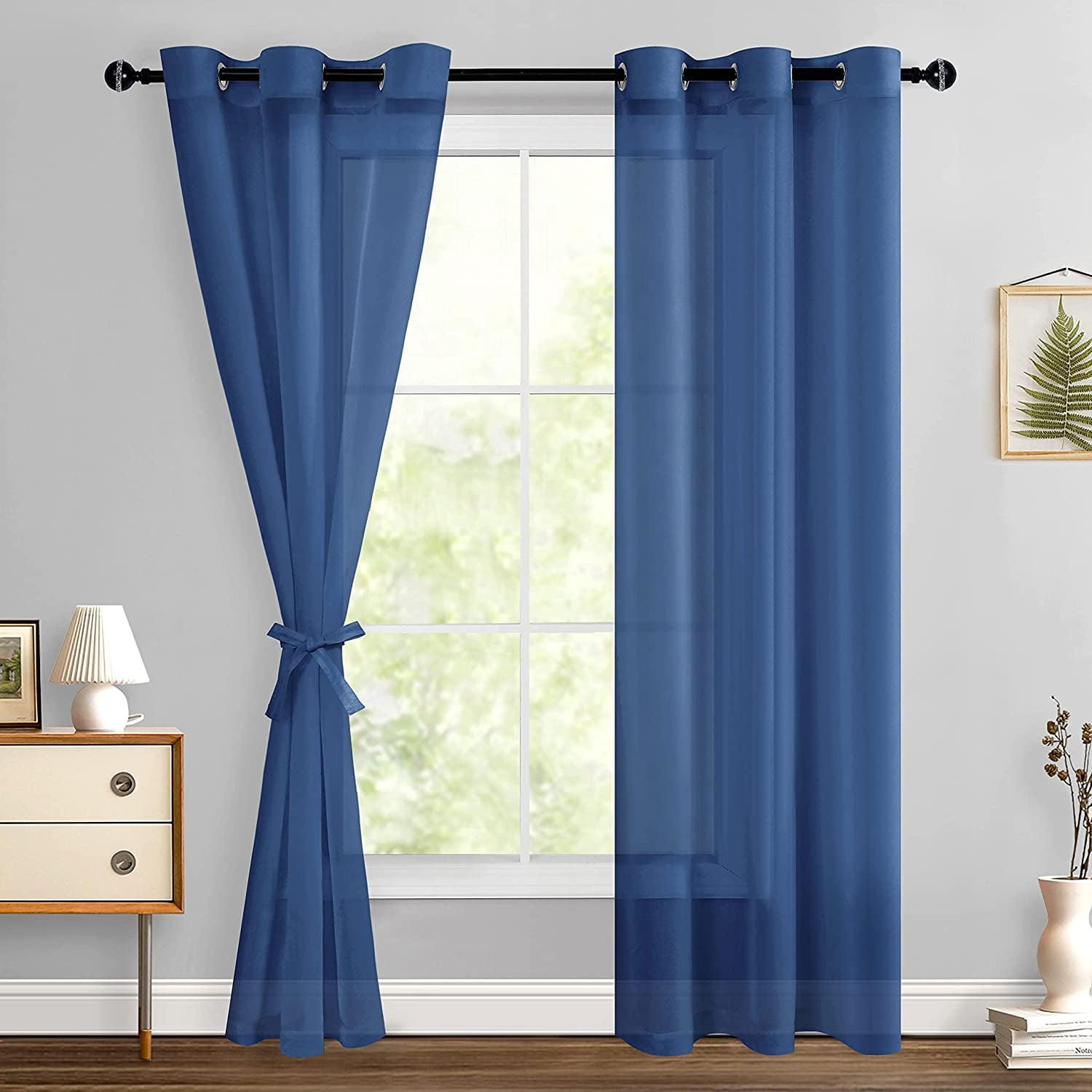 FKHDGF-Sheer Curtains for Bedroom with Tiebacks, Extra Long Light ...