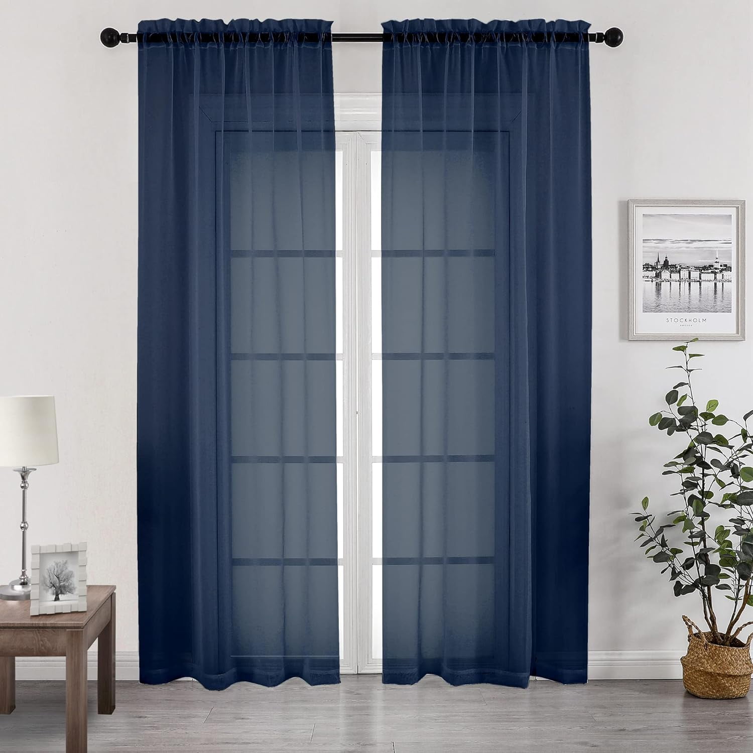 FKHDGF-Sheer Curtains Extra Long 96 inch 2 PCS- Casual Style Airy & Breathable with Amount Light ...