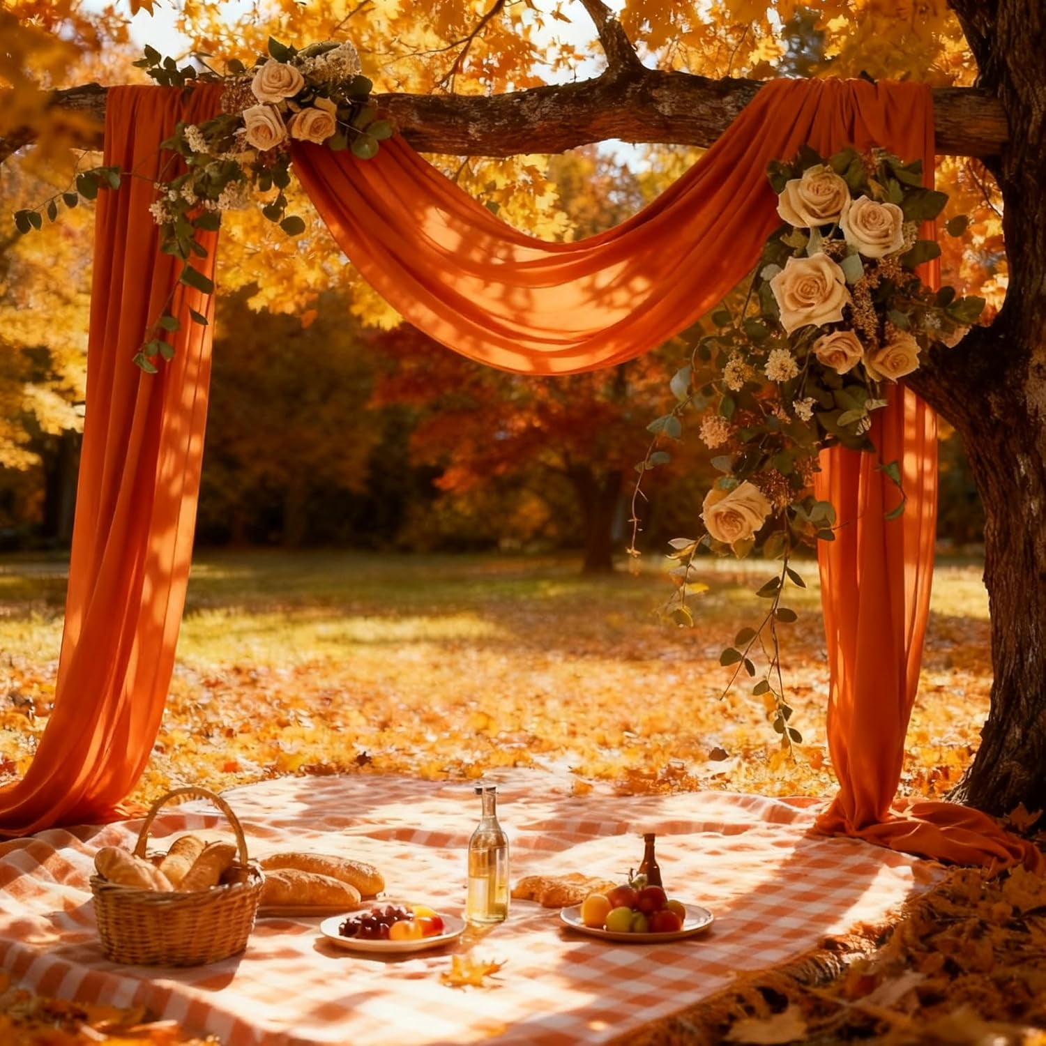 FKHDGF-Terracotta Fall Thanksgiving Elegant Arch Draping Fabric Outdoor ...