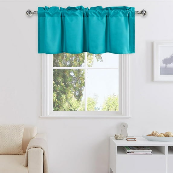 FKHDGF-Turquoise Valance Curtains for Living Room, Light Liftering Valance for Kitchen Window ...