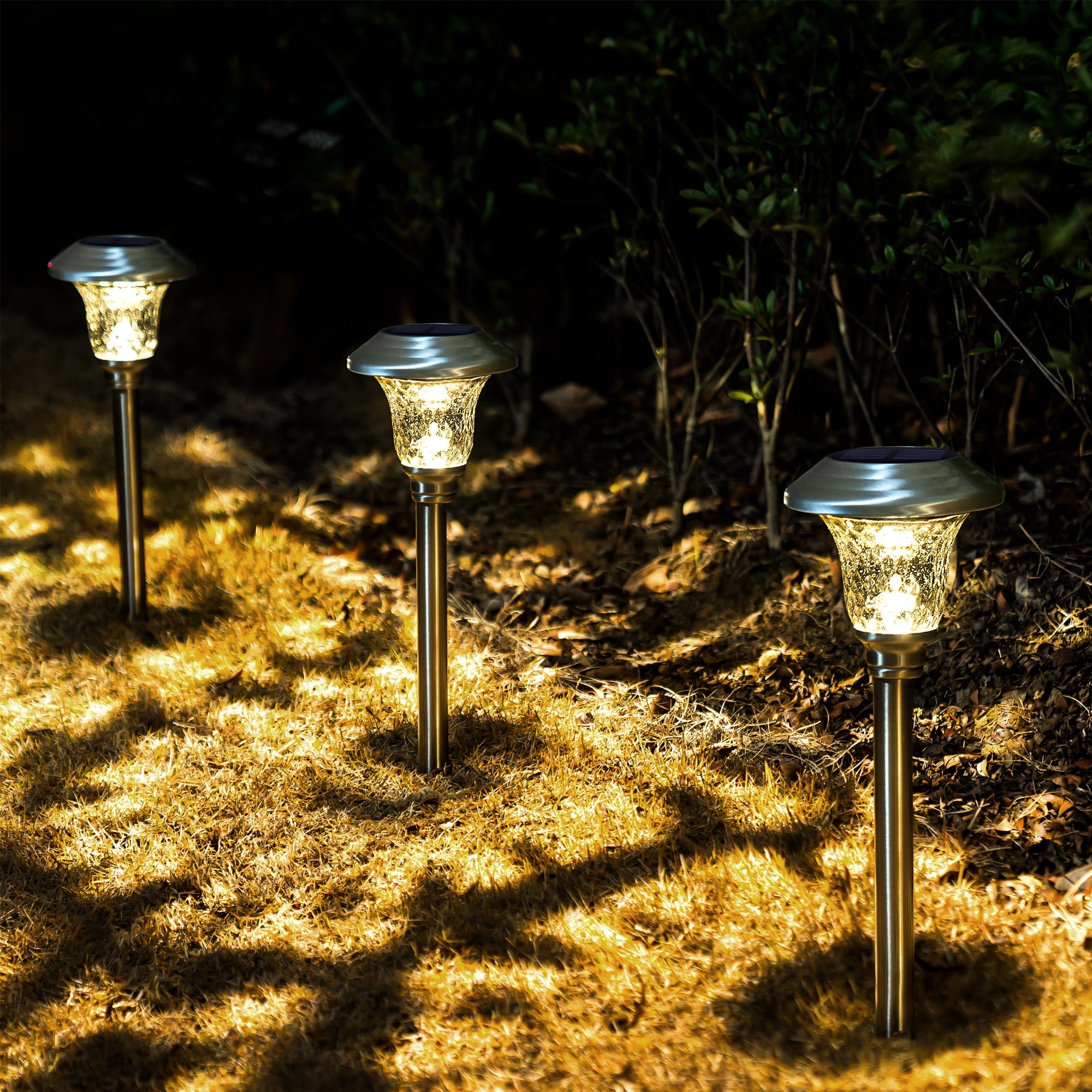 FKHouse Outdoor Solar Path Lights 8 Pack, Glass & Stainless Steel ...