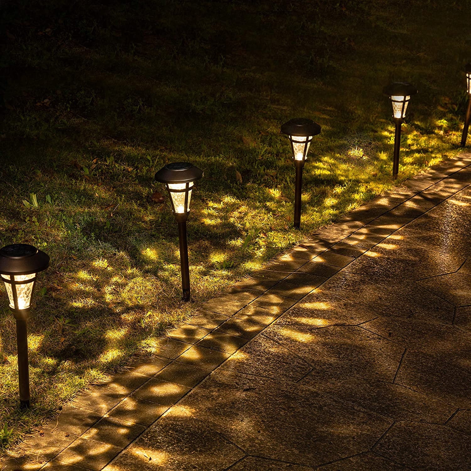 GIGALUMI Solar Pathway Lights, 6 Pack High Lumen LED, Waterproof for ...