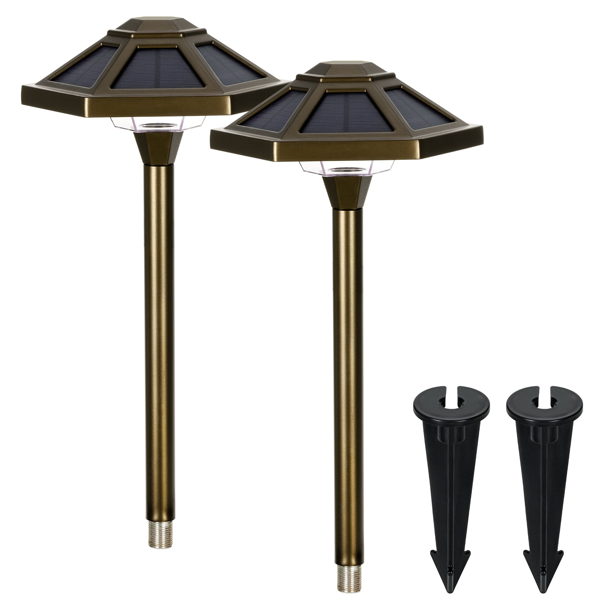 FKHouse Warm White Solar LED Landscape Light , Golden Bronze Aluminum ...