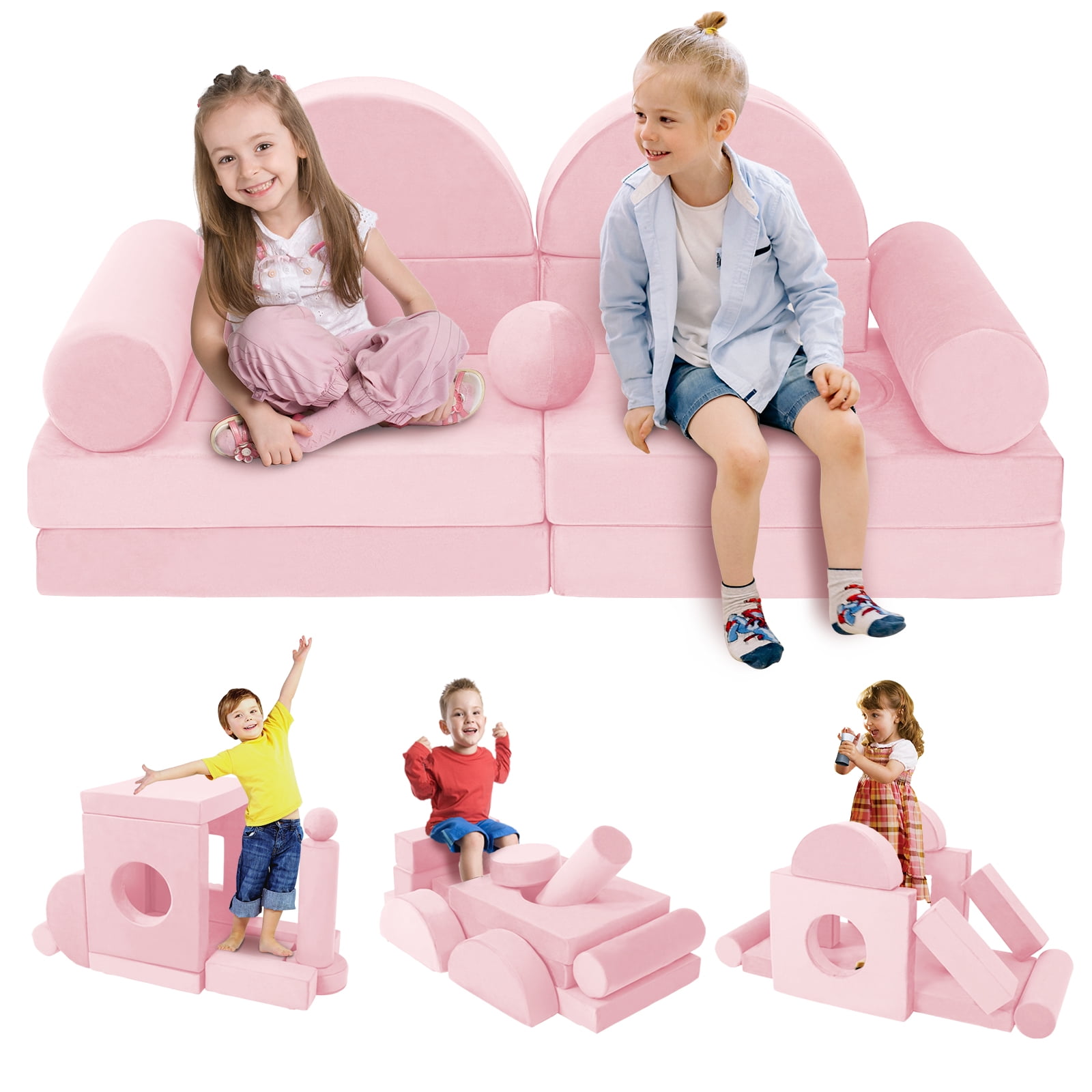 FKS LIFE 13 Pcs Modular Kids Play Couch Set, Safe Toddler Sofa for ...