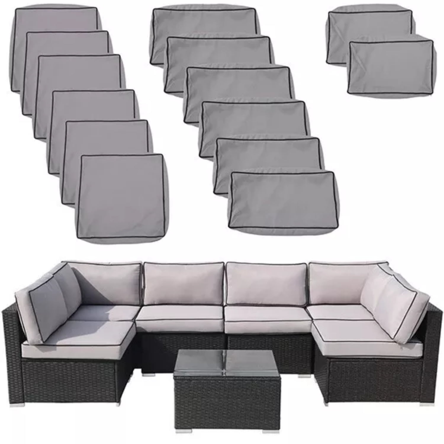 FKS LIFE Outdoor Cushion Slipcovers 25.6x25.6x3.9 inches Patio Cushion ...