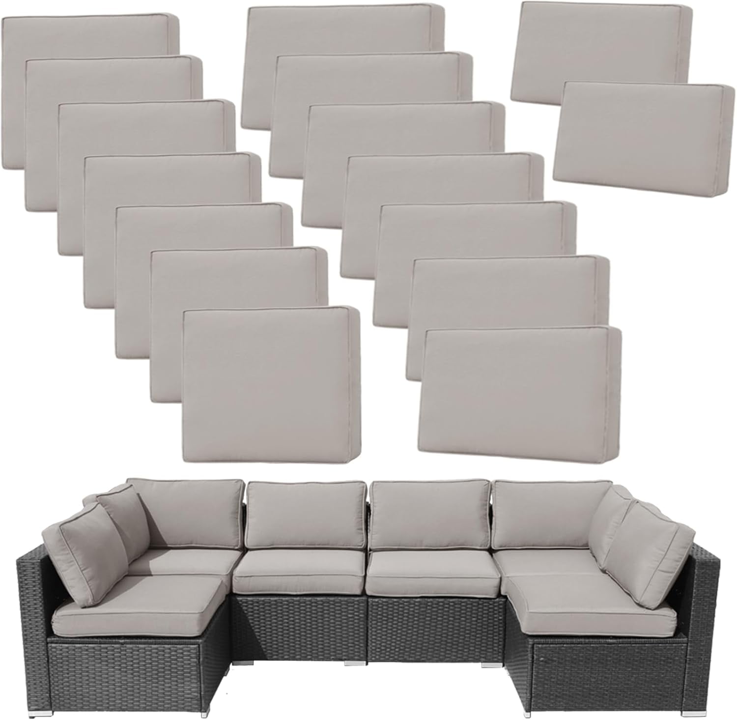 FKS LIFE Patio Cushion Covers Outdoor Patio Cushion Covers with Zipper ...