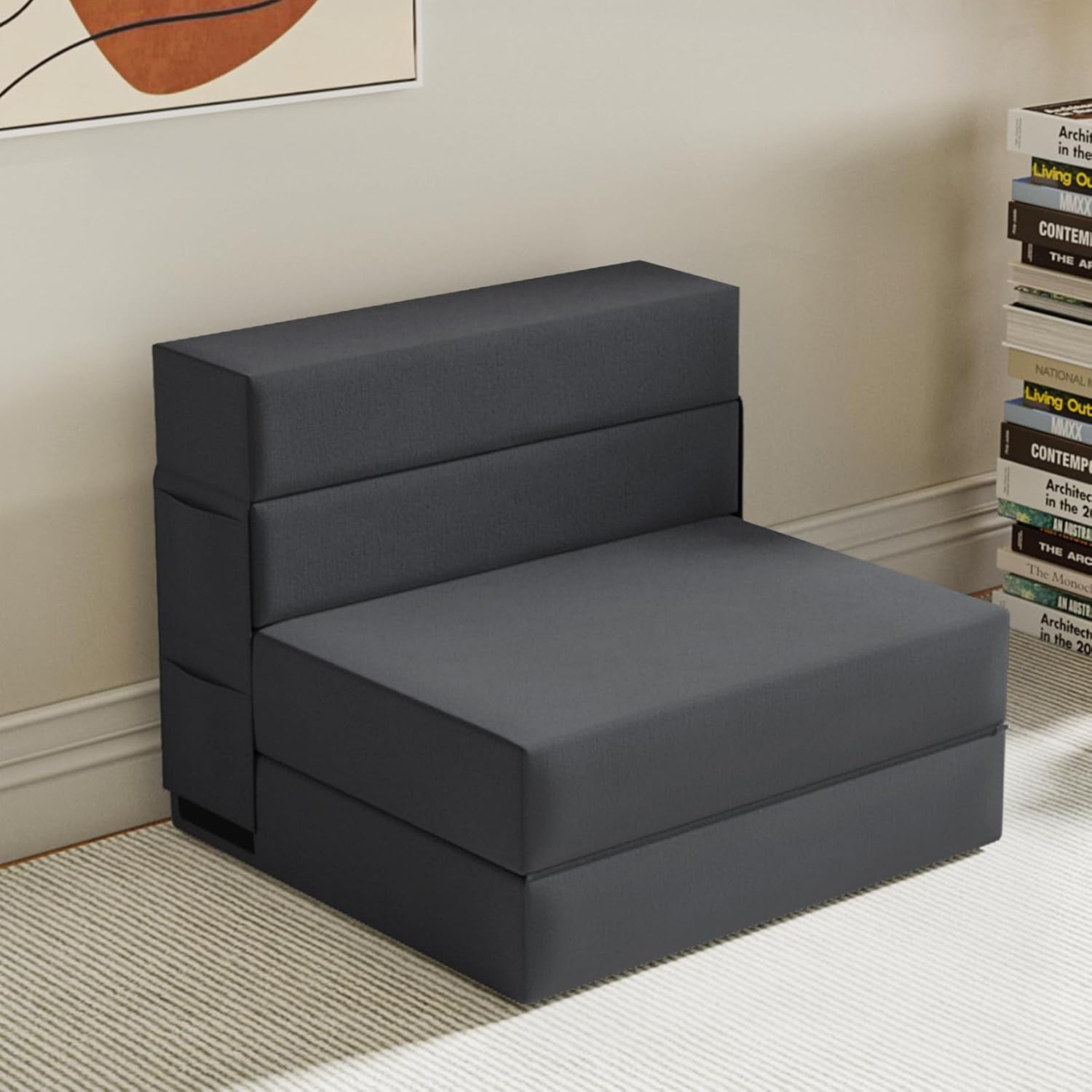 FKS LIFE Simple Sofa Bed, Convertible Chair Bed with Removable Cover ...