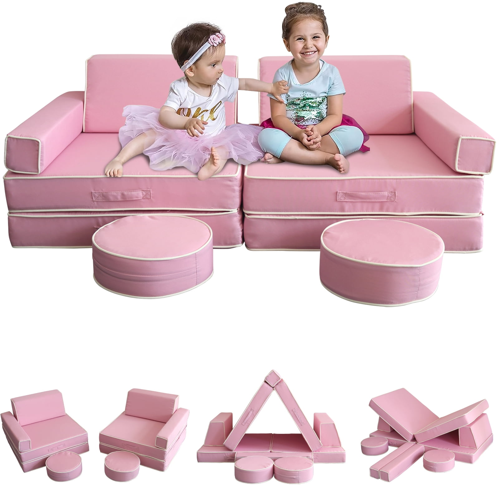 FKSLIFE 10 PCS Kid Play Couch Toddler Modular Sofa Baby Sponge Fold Out ...
