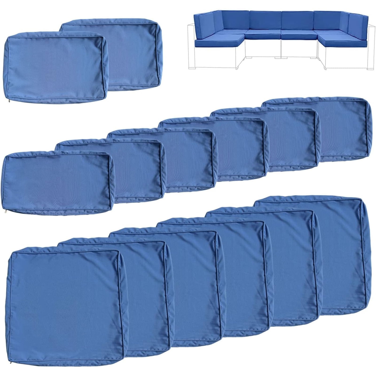 FKSLIFE 23.6"×23.6"×3.35" Outdoor Patio Cushion Covers with Zipper 14 ...