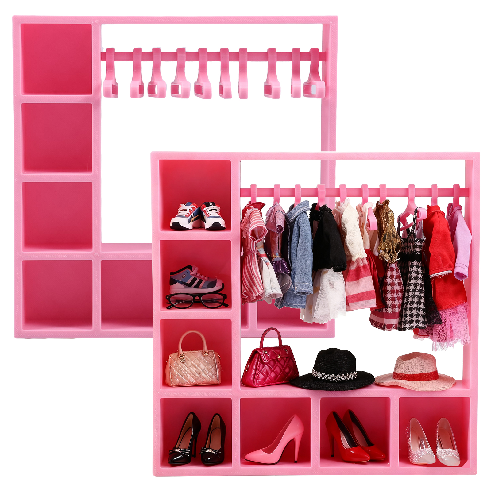 FKSZLL 2Pcs Doll Clothes Closet Doll Plastic Wardrobe Dollhouse Closet ...