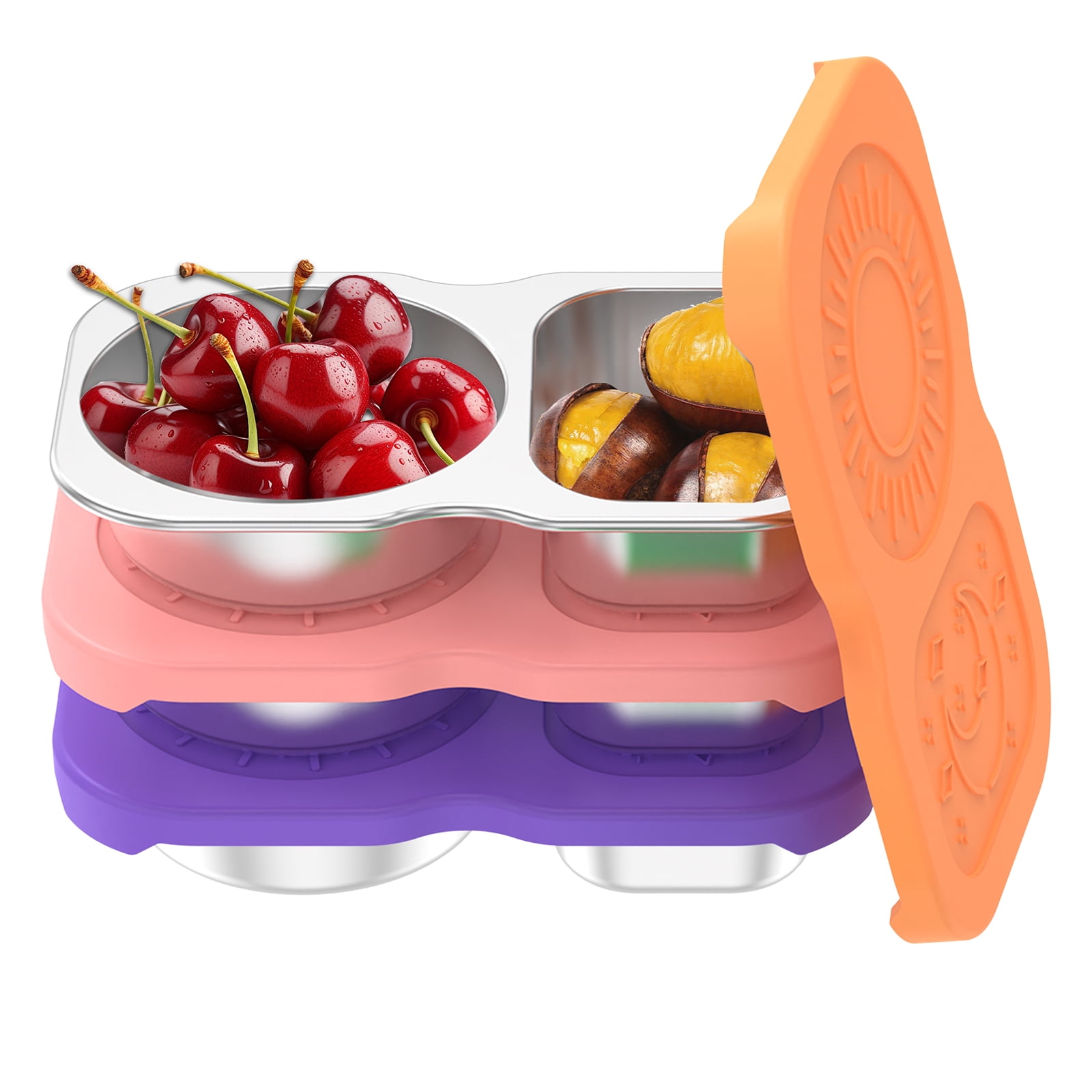 FKSZLL 3 Pcs Stainless Steel Snack Container Reusable Double ...