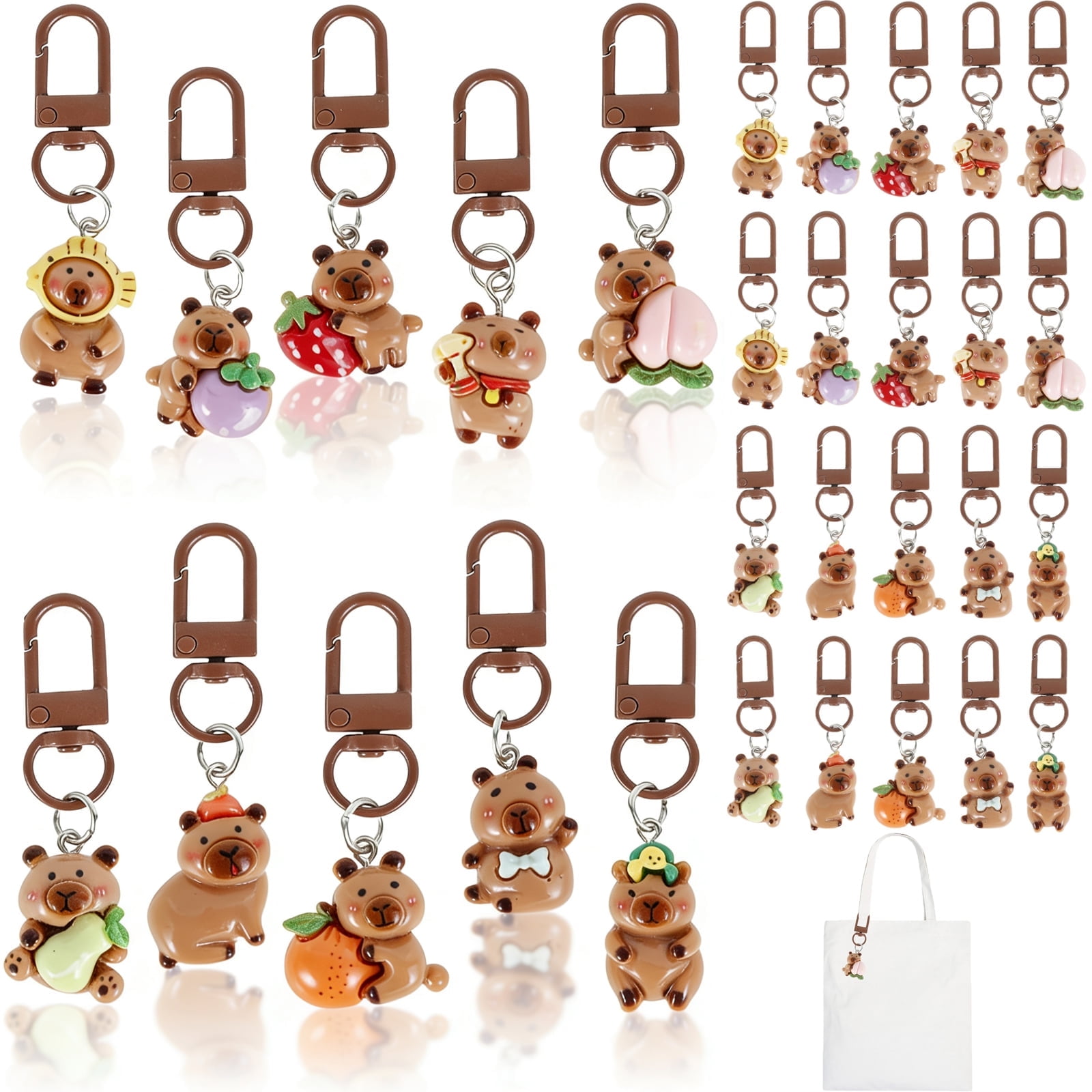 FKSZLL 30Pcs Resin Capybara Keychain Cute Charm Set Kawaii Accessories ...