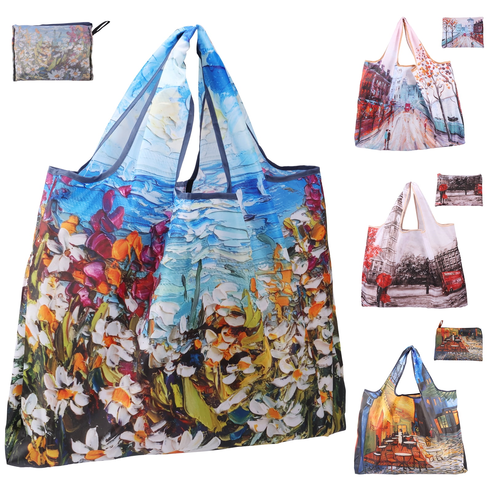 FKSZLL 4 Pack Large Shopping Bags, Reusable and Foldable Grocery Bags ...