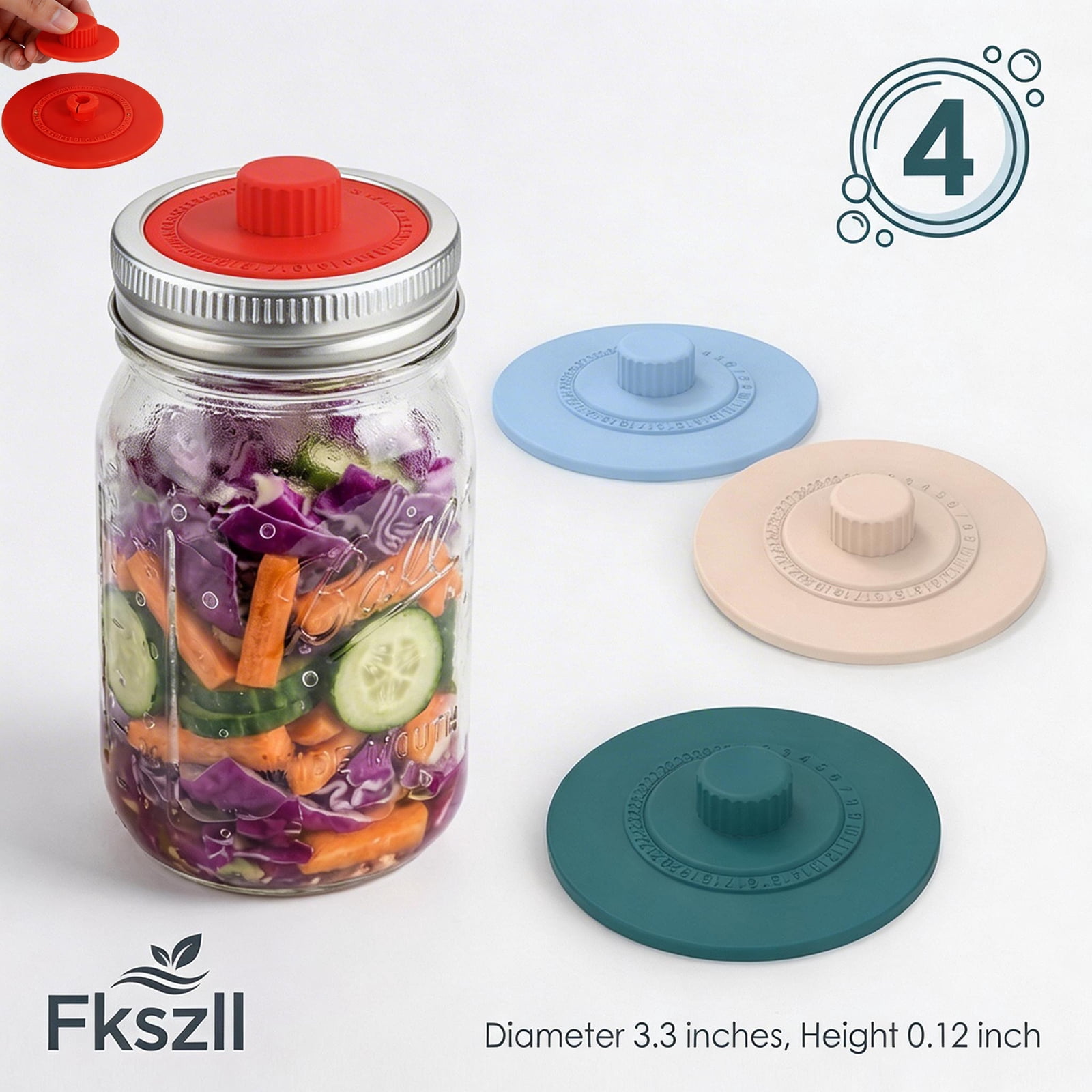 Fkszll 4 Pcs Silicone Fermentation Lid,Waterless Airlock Fermentation ...