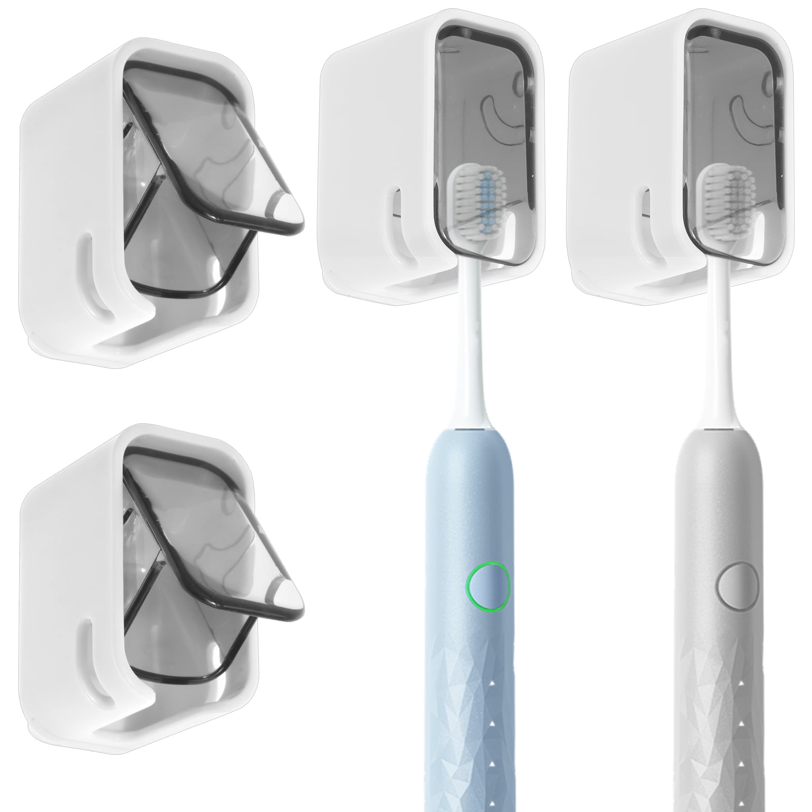 FKSZLL 4Pcs Toothbrush Holder with Cover Single Slot Wall Mounted ...